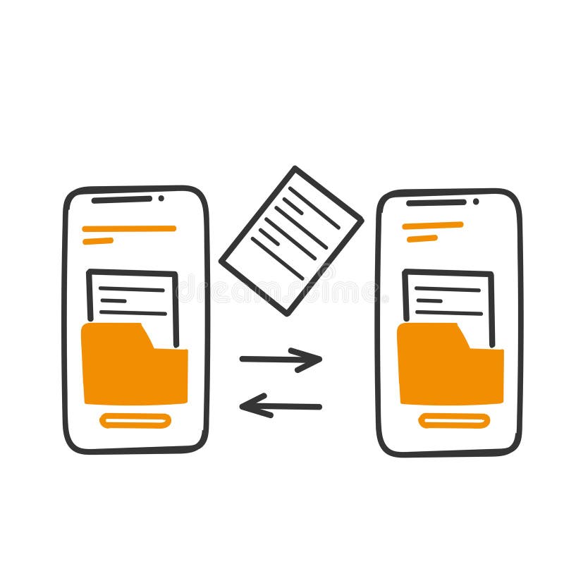 Hand Drawn Doodle Send Folder Files between Devices Icon Stock Vector ...