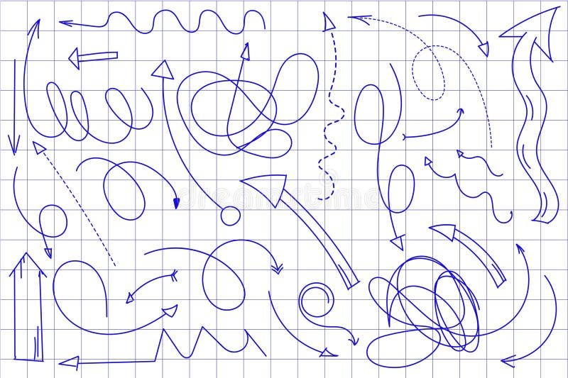 Hand-Drawn Doodle Set with Arrows Stock Vector - Illustration of ...