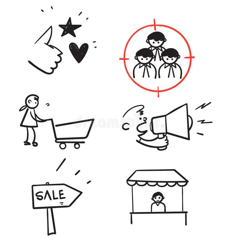 Hand Drawn Doodle Set of Marketing Strategy Related Illustration Vector ... Hand Drawn Doodle Set of Marketing Strategy Related Illustration Vector ...