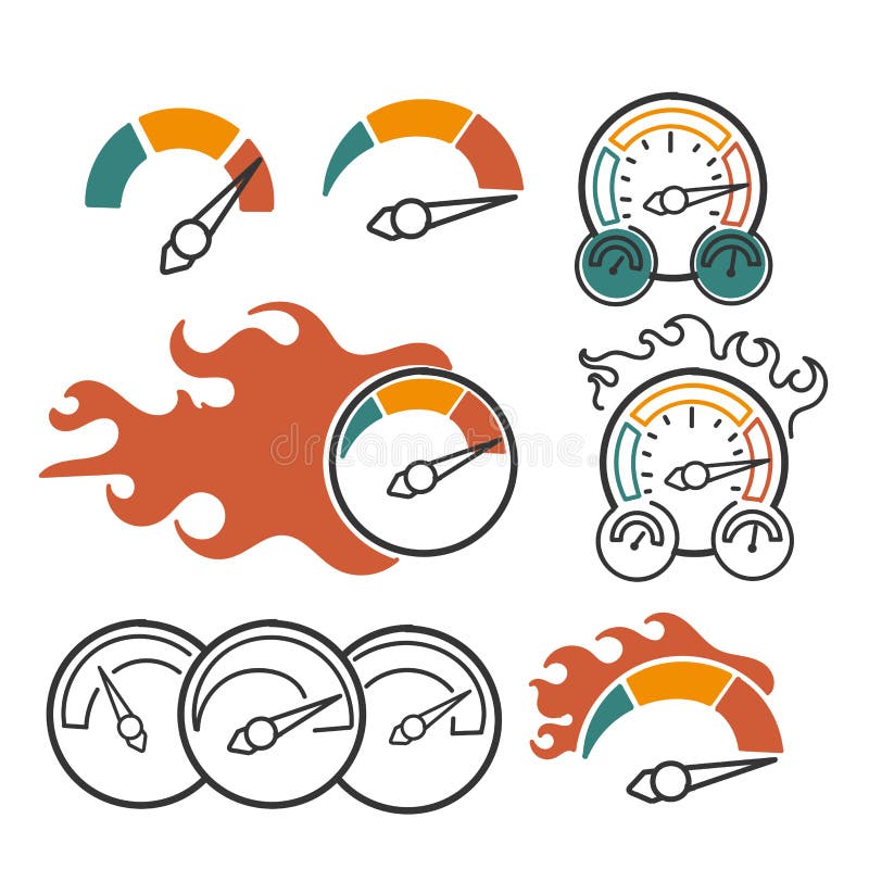 Hand Drawn Doodle Set of Speedometer Related Illustration Vector Stock Vector - Illustration of ...
