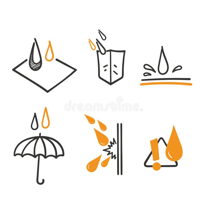 Hand Drawn Doodle Set of Waterproof Related Illustration Stock Vector ...