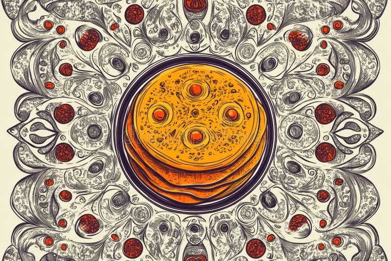 Doodle of a Circular Arrangement Featuring Colorful Stacks of Pancakes ...