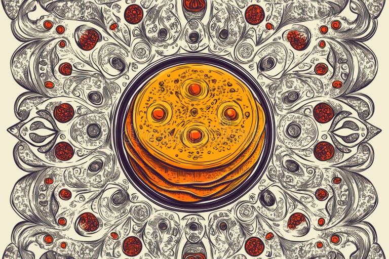 Doodle of a Circular Arrangement Featuring Colorful Stacks of Pancakes ...