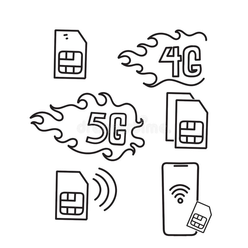 Hand Drawn Doodle Sim Card Related Illustration Stock Vector ...