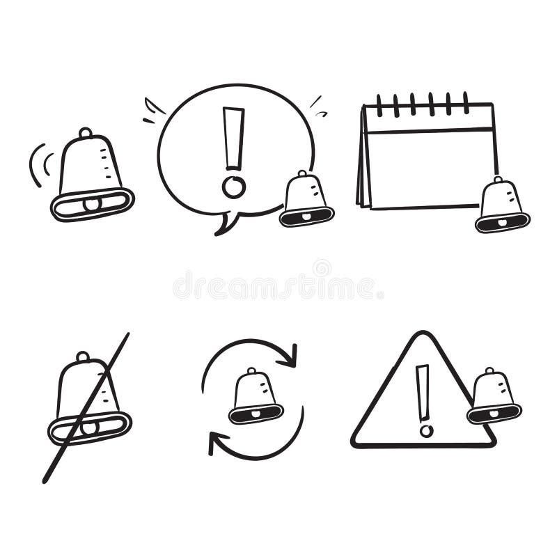 Hand Drawn Doodle Simple Set of Notification Related Vector Line Icons ...