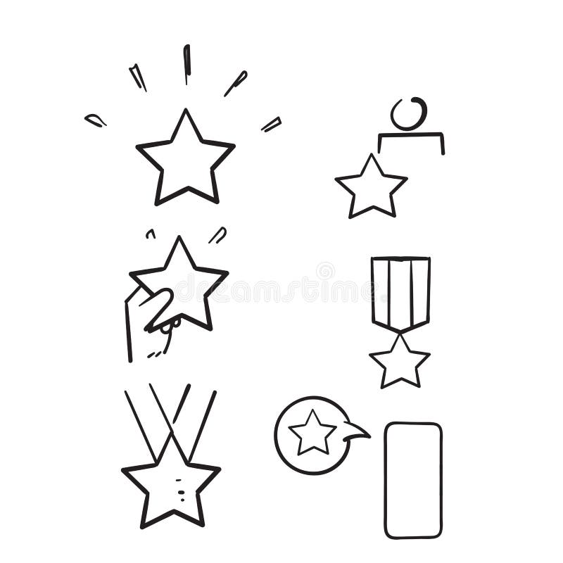 Hand Drawn Doodle Simple Set of Star Related Vector Line Icons Isolated ...