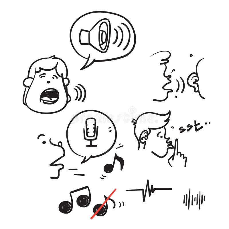 Hand Drawn Doodle Simple Set of Voice Related Vector Illustration ...