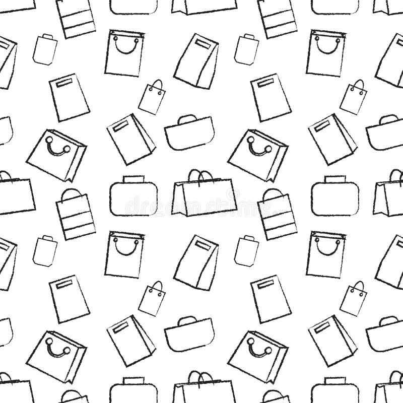 Hand Drawn Doodle Sketch Illustration Seamless Pattern of Bags Case ...