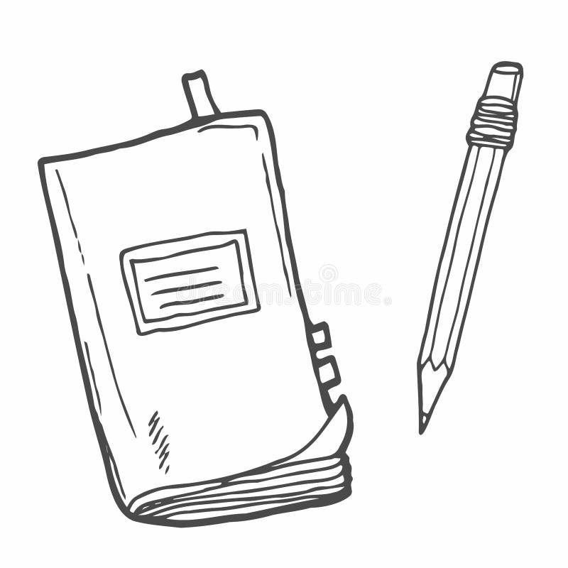 Hand Drawn Doodle Sketch Open Notebook, Clear Page, Template for Notes ...