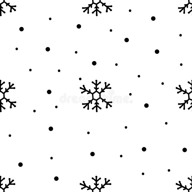 Hand Drawn Doodle Sketch Style Vector Illustration Seamless Pattern of Falling Snow and ...