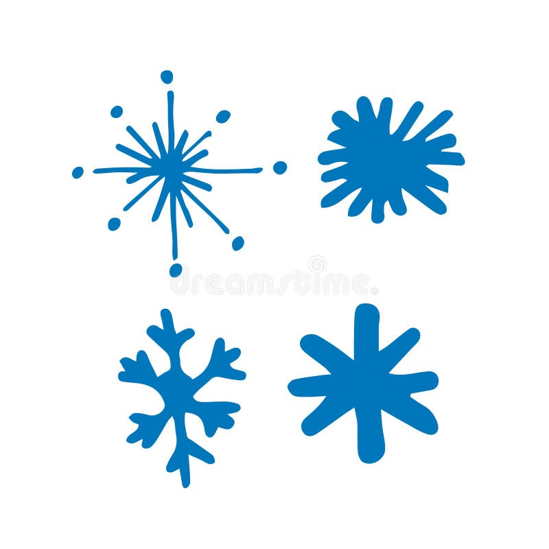 Hand Drawn Doodle Snow Flakes Set. Stock Vector - Illustration of ...