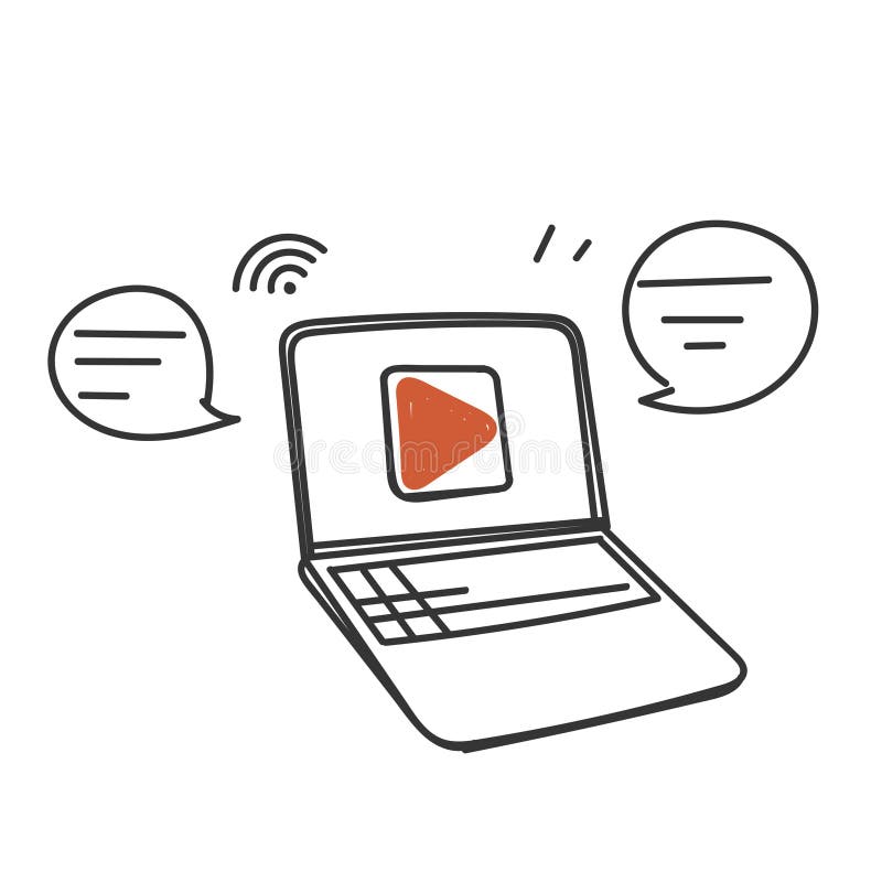 Hand Drawn Doodle Social Media with Live Streaming on Gadget ...