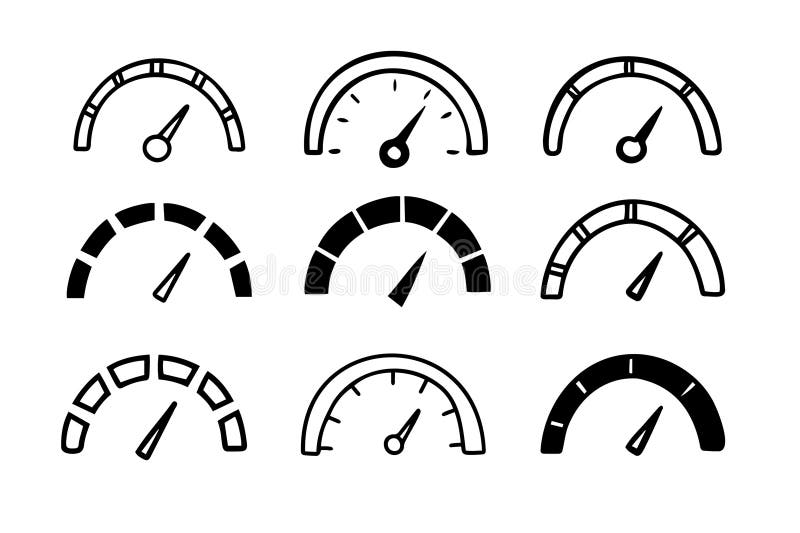 Hand Drawn Doodle Speedometer, Tachometer Icon Collection. Speed ...
