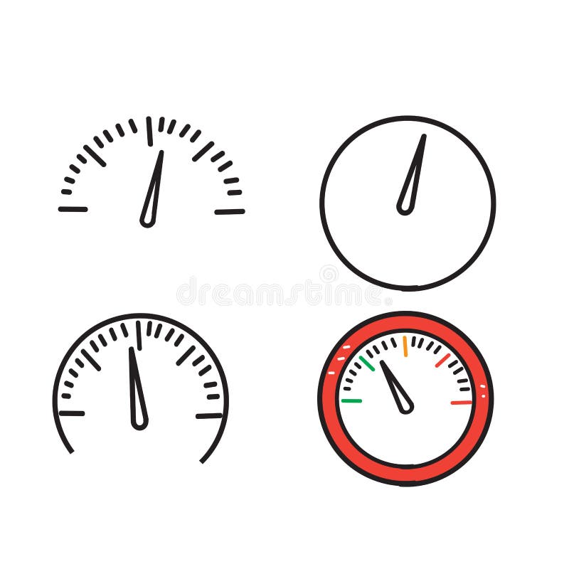 Speedometers Icon Set. Four Positions, Low, Middle, High, Speed Dial ...