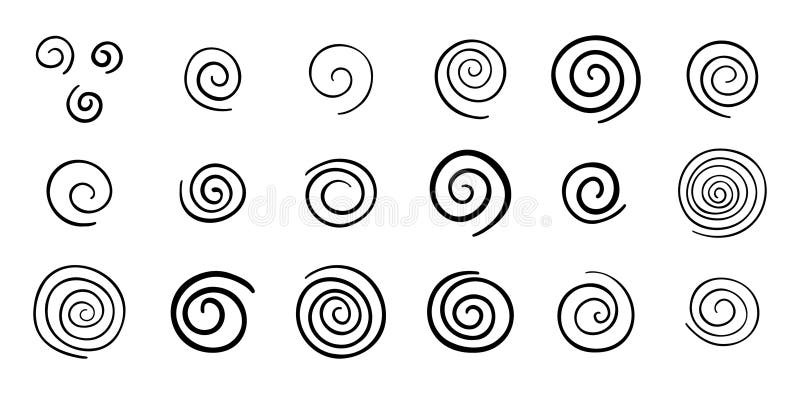 Hand Drawn Doodle Spiral Set. Drawing Line Spirals Vector Illustration ...