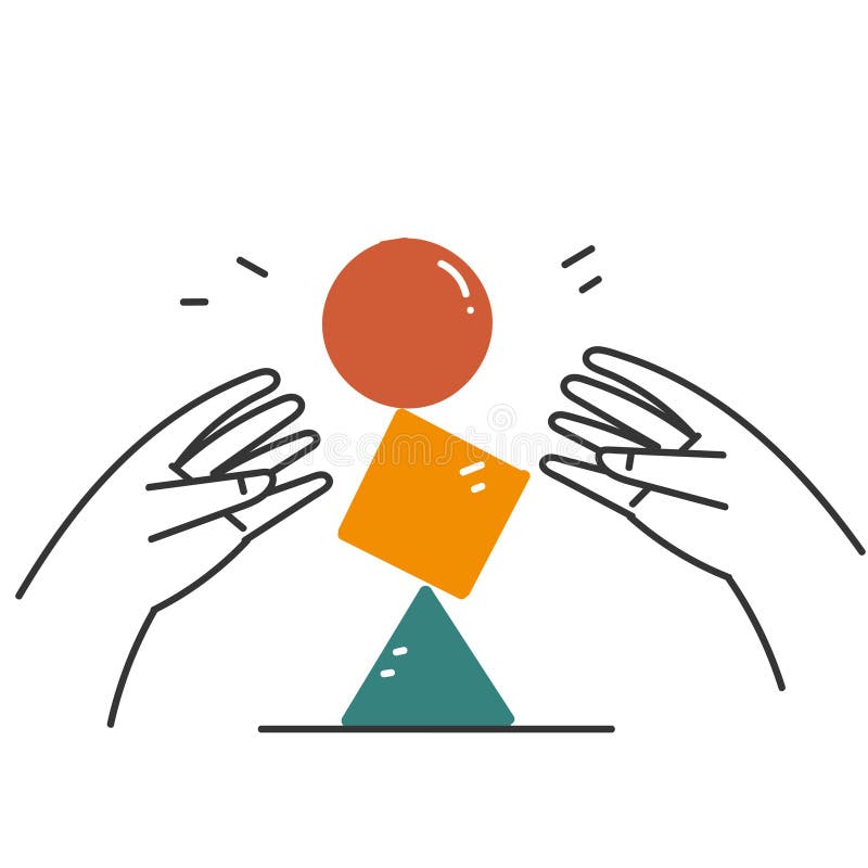 Hand Drawn Doodle Square,circle and Triangle Shapes are Balancing in ...