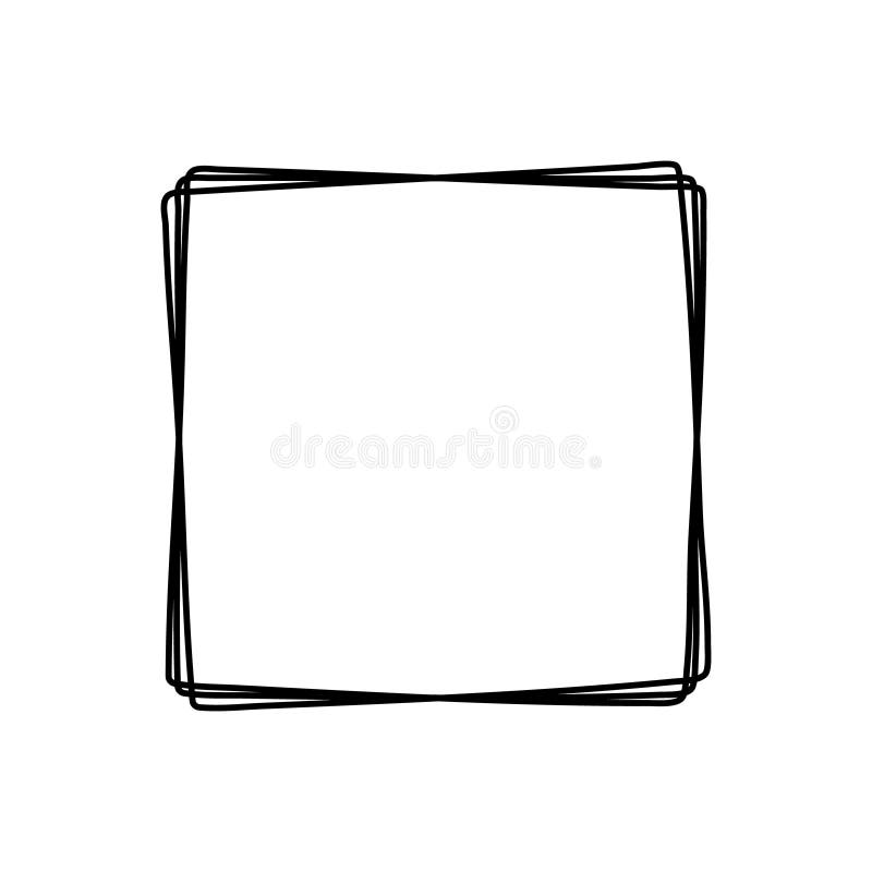 Hand Drawn Doodle Square Frame Isolated on White Background. Doodle ...