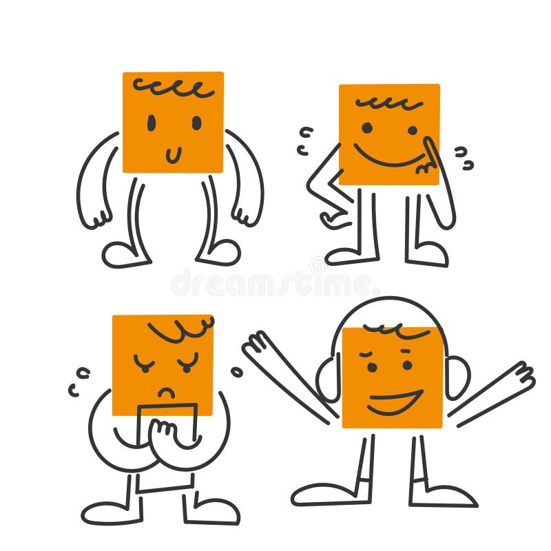 Hand Drawn Doodle Square Shape Character Gesture Collection Stock ...