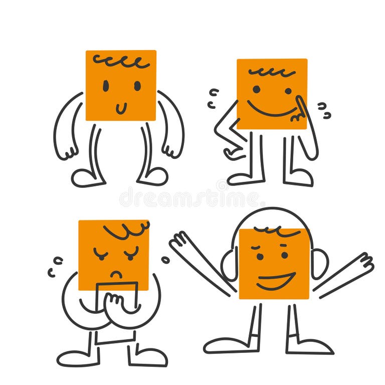 Hand Drawn Doodle Square Shape Character Gesture Collection Stock ...