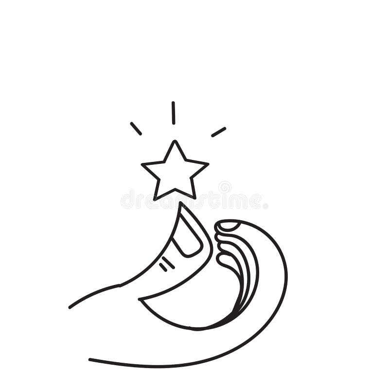Hand Drawn Doodle Hand and Star Shape Illustration Vector Isolated ...