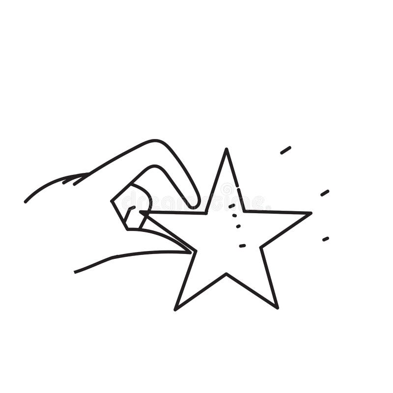 Hand Drawn Doodle Hand and Star Shape Illustration Vector Isolated ...