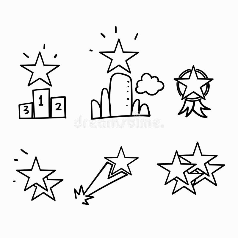 Hand Drawn Doodle Star Winning and Medal Related Icon Stock Vector ...