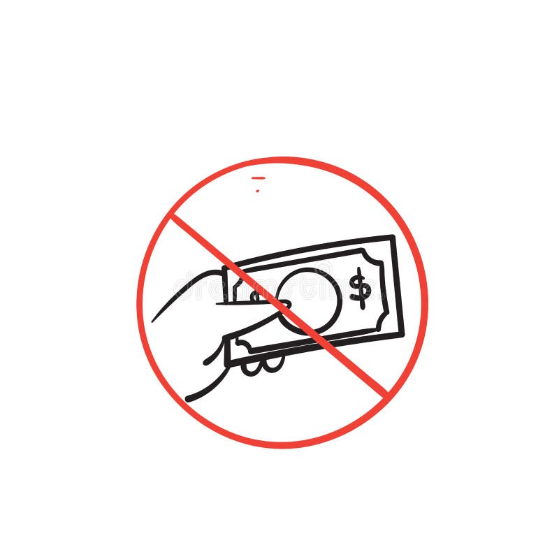 Hand Drawn Doodle Stop Giving Money Sign Illustration Vector Stock ...