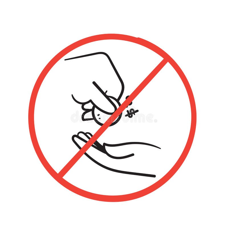 Hand Drawn Doodle Stop Giving Money Sign Illustration Vector Stock ...