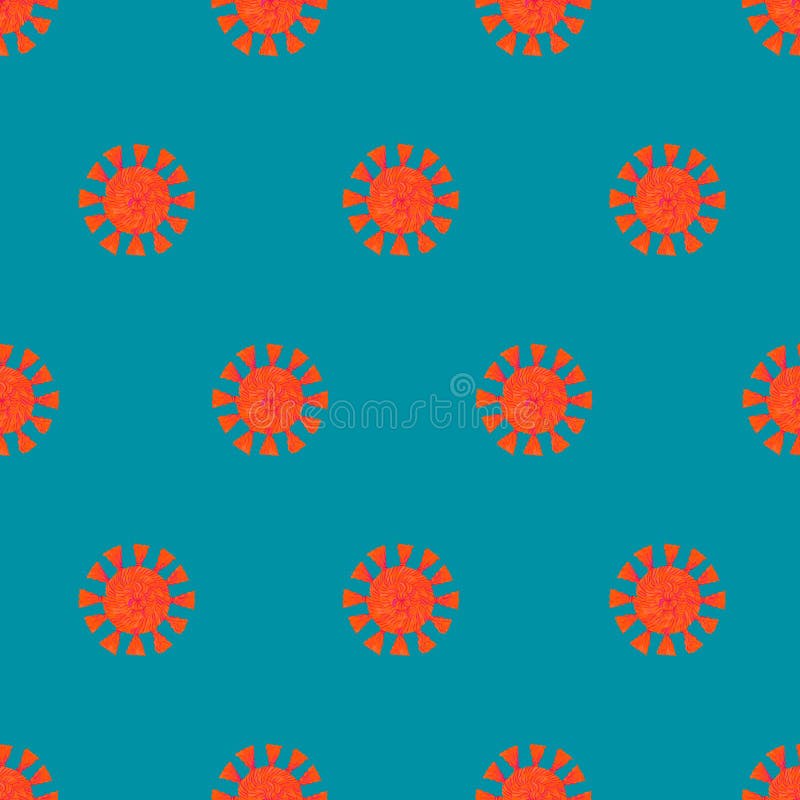 Abstract Red Sun Seamless Pattern. Stock Illustration - Illustration of ...