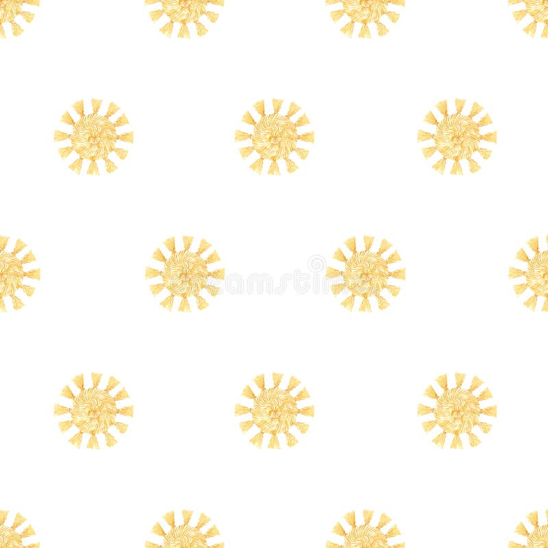 Yellow Abstract Sun Seamless Pattern. Stock Illustration - Illustration ...