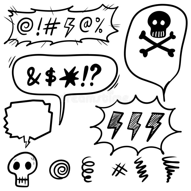 Hand Drawn Doodle Swearing Isolated on White Background . Set Elements ...