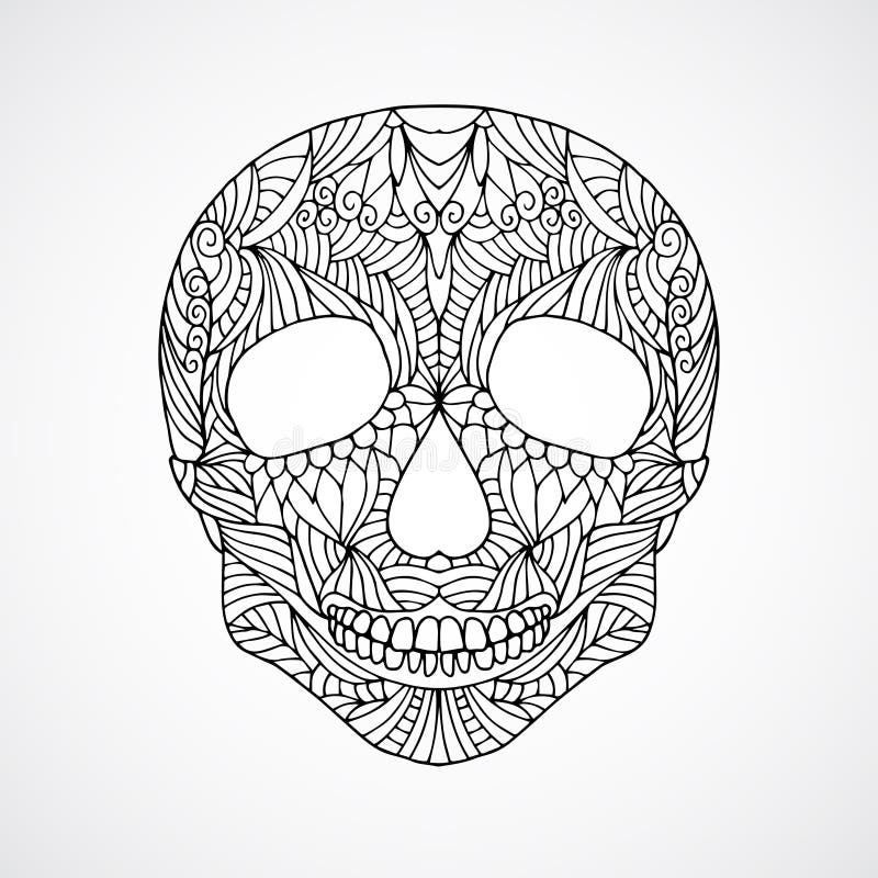 Hand Drawn Doodle Swirled Skull Stock Vector - Illustration of coloring ...