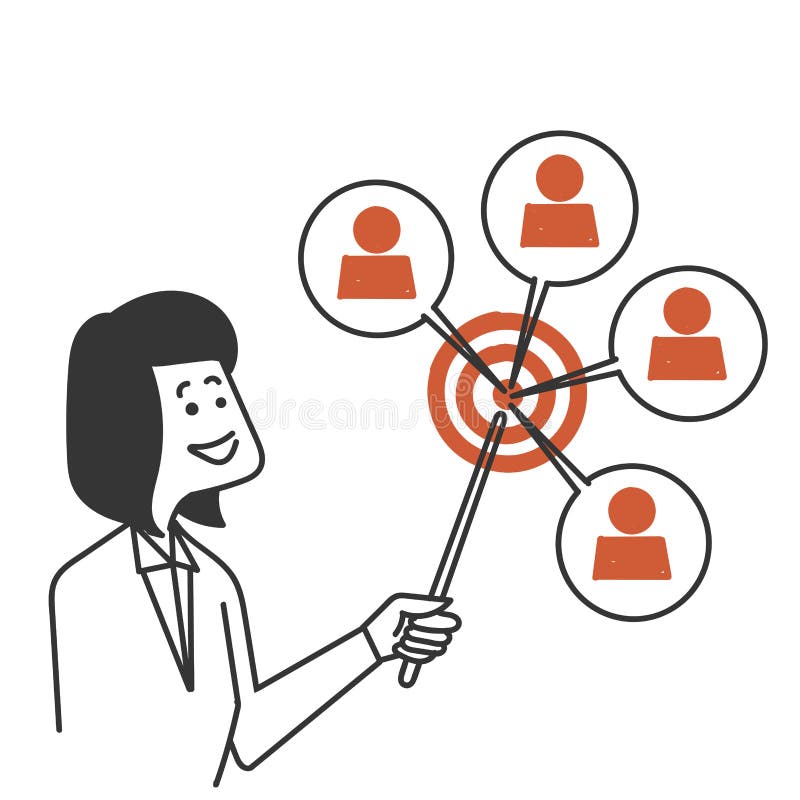Hand Drawn Doodle Target Customer Concept Arrow Illustration Vector ...