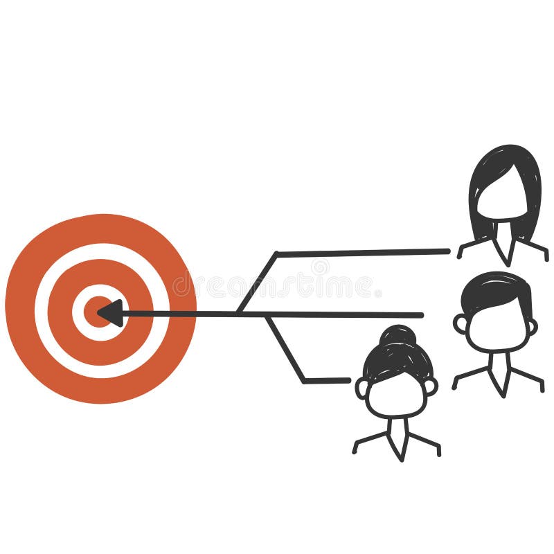 Hand Drawn Doodle Target Customer Concept Arrow Illustration Vector ...