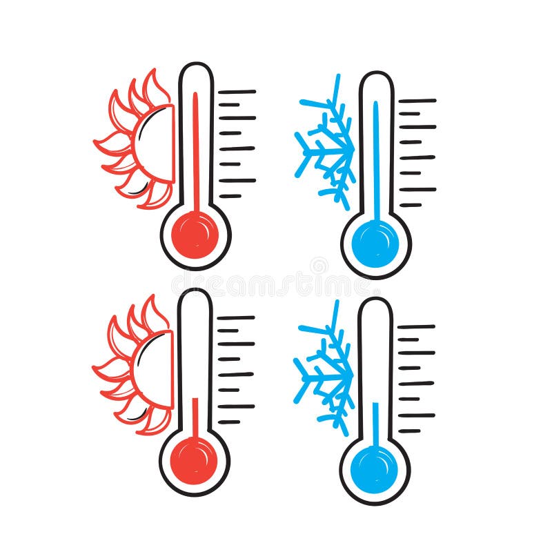 Hand Drawn Doodle Temperature Icon Collection Illustration Vector ...