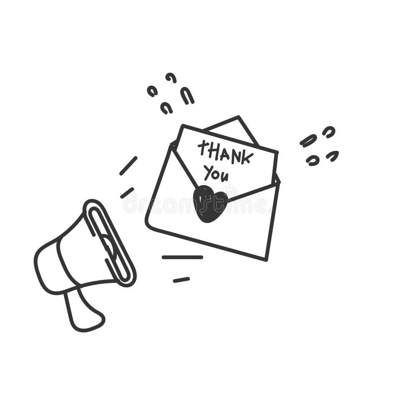 Hand Drawn Doodle Thank You Email Letter Illustration Stock Vector ...