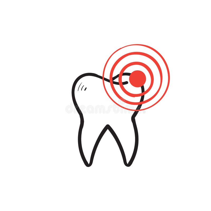 Hand Drawn Doodle Tooth Ache Icon Illustration Vector Isolated ...