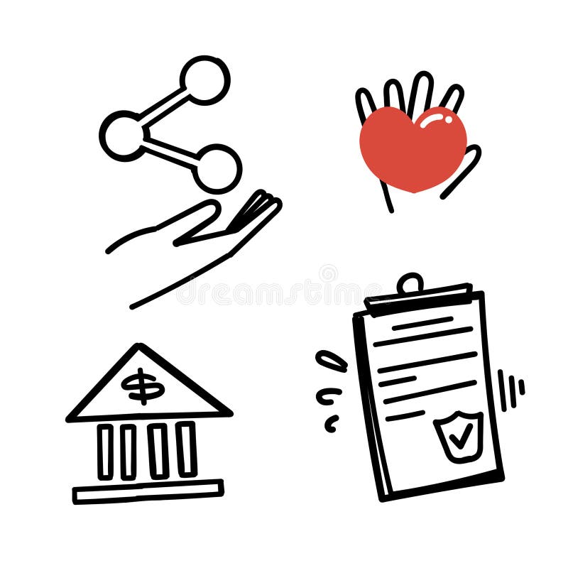Hand Drawn Doodle Trust Share Care Profit Illustration Stock Vector ...