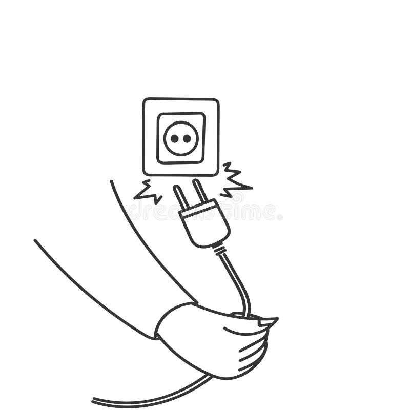 Hand Drawn Doodle Unplug the Power Plug Illustration Vector Stock ...