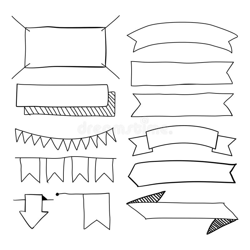 Hand-drawn Doodle Vector Banners Set Stock Vector - Illustration of ...
