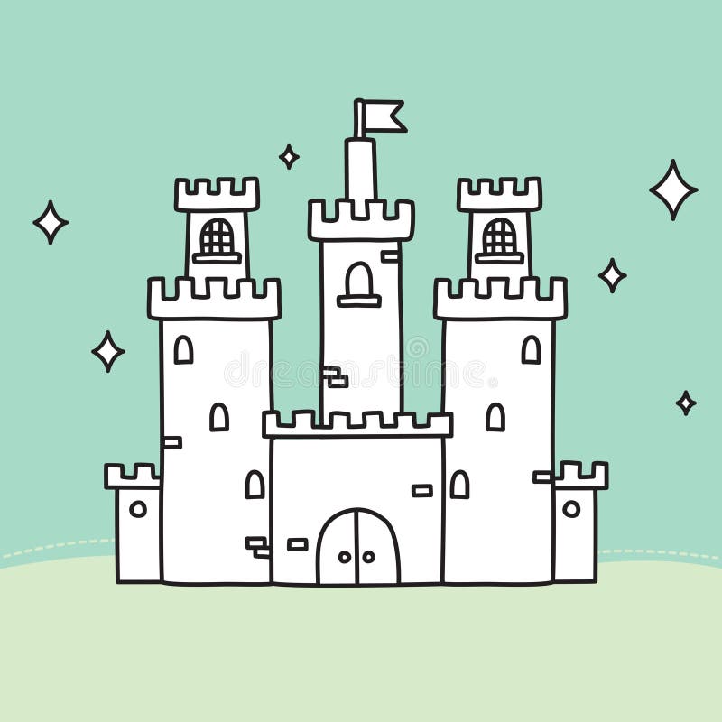 Hand Drawn Doodle Vector Medium Castle Stock Vector - Illustration of ...