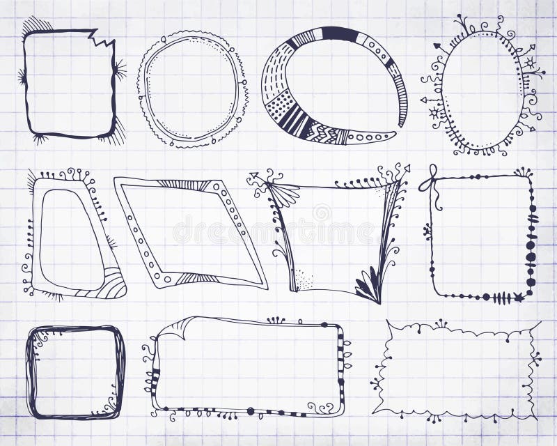 Hand Drawn or Doodle Vector Rectangle and Circle Frames Stock Vector ...