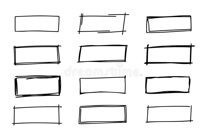 Hand Drawn Doodle Vector Rectangle Frames. Grungy Scribble Rectangle ...