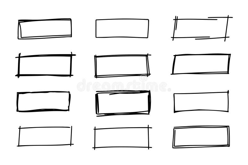 Hand Drawn Doodle Vector Rectangle Frames. Grungy Scribble Rectangle ...