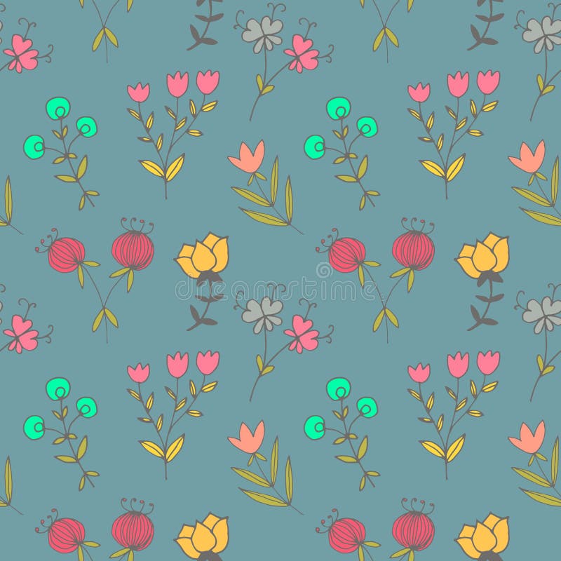 Hand Drawn Doodle Vintage Seamless Pattern Stock Illustration ...