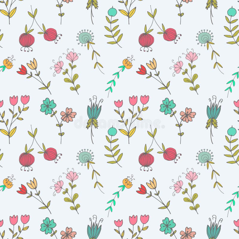 Hand Drawn Doodle Vintage Seamless Pattern Stock Illustration ...