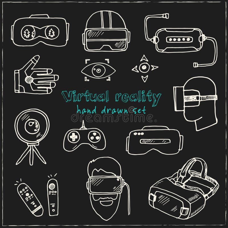 Future Technology. Hand Drawn Doodle Set. Sketches. Vector Illustration ...