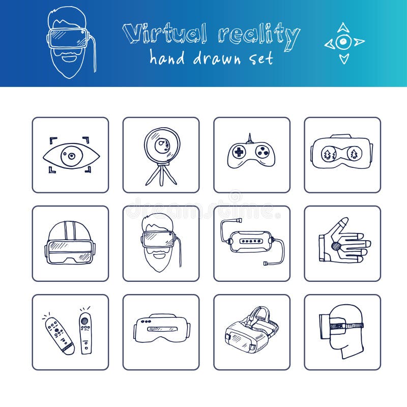 Hand Drawn Doodle Virtual Reality Set Stock Vector - Illustration of ... Hand Drawn Doodle Virtual Reality Set Stock Vector - Illustration of ...