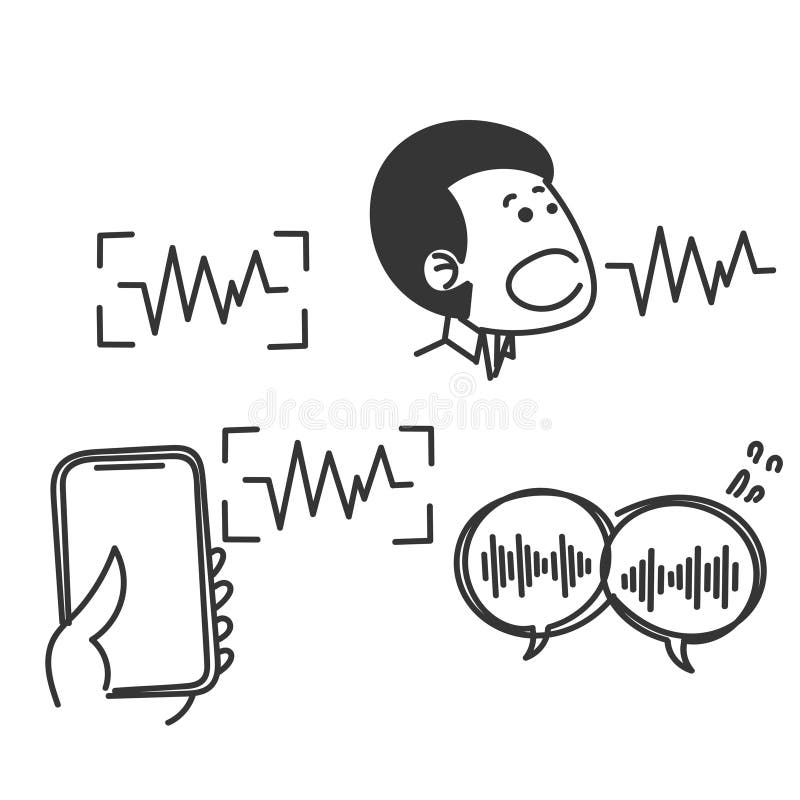 Hand Drawn Doodle Voice Recognition Related Icon Illustration Stock ...