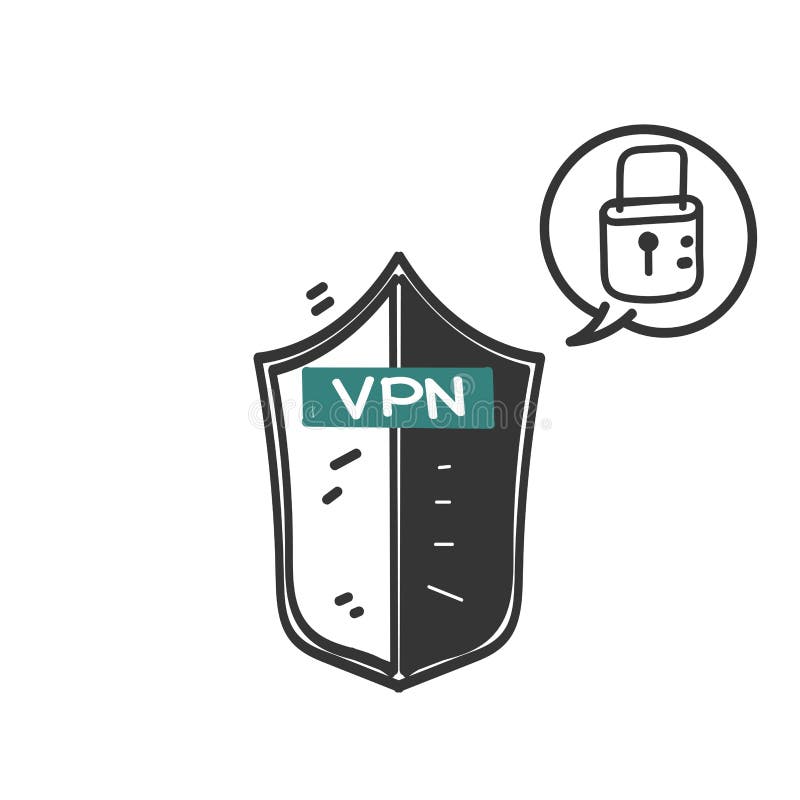 Hand Drawn Doodle Vpn Shield Illustration Logo Sign Illustration Vector ...